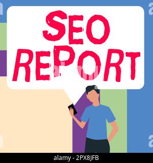 Text sign showing Seo Report. Word for notifying on how website is ...
