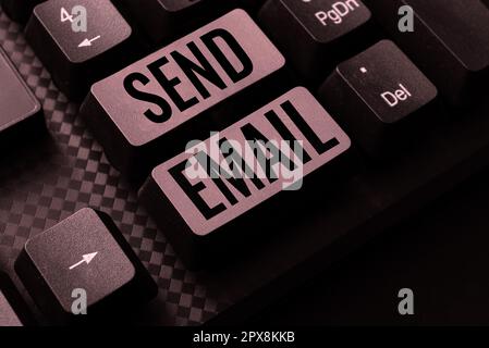 Hand writing sign Send Email, Business idea the system for using computers to send messages over ...