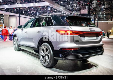 An MEB platform on display at the SAIC Volkswagen factory in Shanghai ...