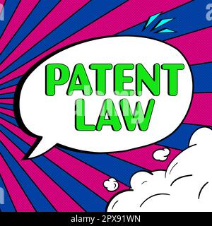 Sign displaying Patent Law, Word Written on deals with an inventor's ...
