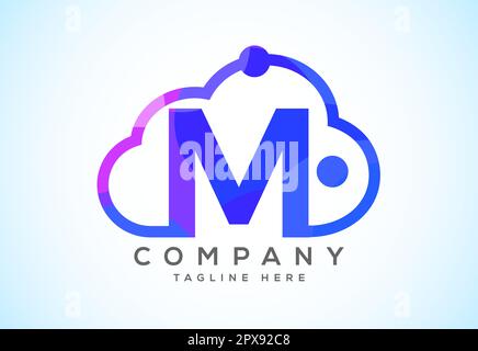 English alphabet with the cloud. Cloud computing service logo. Cloud ...