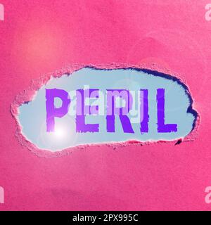Hand writing sign Peril, Conceptual photo indicates something extremely ...