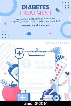 Diabetes Testing Healthcare Poster Flat Cartoon Hand Drawn Templates ...