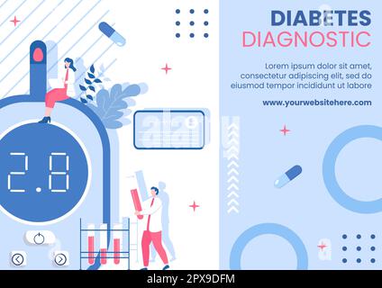 Diabetes Testing Healthcare Poster Flat Cartoon Hand Drawn Templates ...
