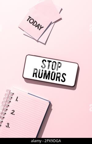 Writing displaying text Stop Rumors. Business concept put an end ...