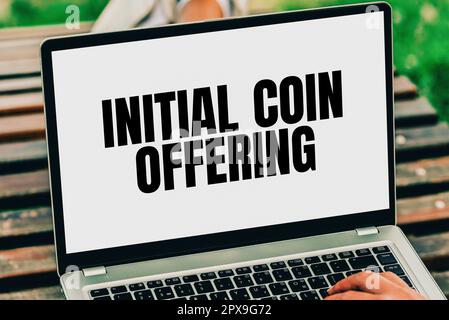 Text sign showing Initial Coin Offering. Conceptual photo Is a type of ...