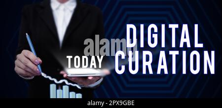 Sign displaying Digital Curation, Business concept maintenance ...