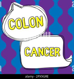 Handwriting text Colon Cancer. Word Written on Cancer that forms in the ...