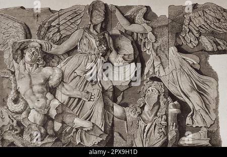 Athena from the Frieze from the Pergamon Altar, Pergamon Museum, Berlin ...