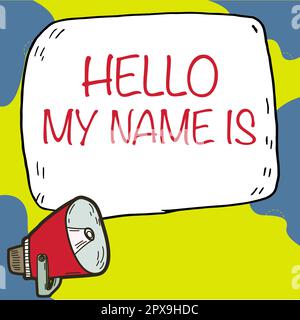 Writing displaying text Hello My Name Isintroducing yourself to new people workers as ...