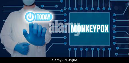 Sign displaying Monkeypox. Business showcase poxvirus of Africa caused ...