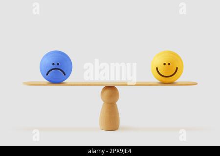 Balance scale with happy and sad face - Concept of sadness and mental ...