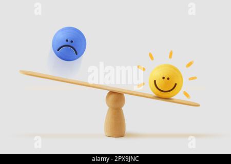 Balance scale with happy and sad face - Concept of sadness and mental ...