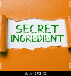 Sign displaying Secret Ingredient. Business concept special technique ...