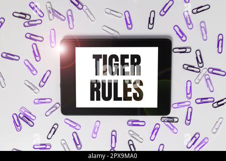 Conceptual caption Tiger Rules, Business approach Willpower and ...