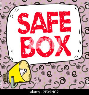 Text caption presenting Safe Box. Business showcase A small structure ...