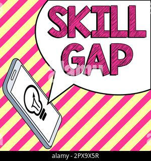 Hand writing sign Skill Gap. Conceptual photo Refering to a person's ...