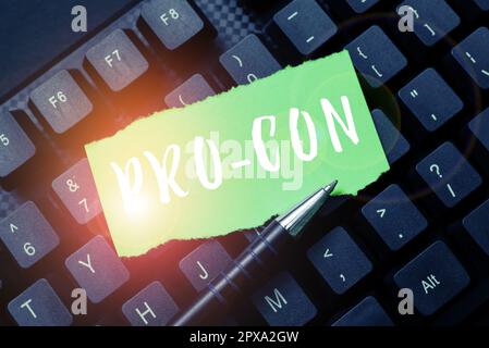 Hand writing sign Pro Con, Business idea everything its benefits and ...