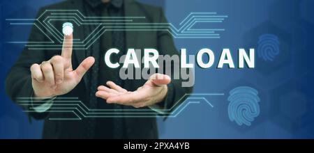 Conceptual caption Car Loan, Business idea taking money from bank with ...