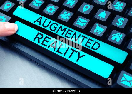 Writing displaying text Augmented Reality. Business idea technology ...