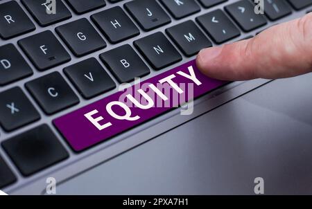 Handwriting text Equity. Concept meaning quality of being fair and ...