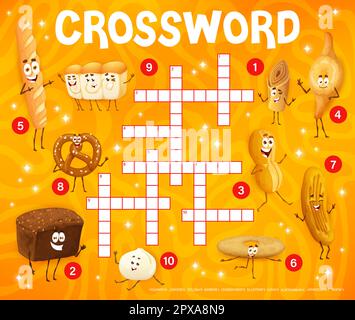 Bread and bakery food. Word search puzzle game worksheet. Kids quiz ...