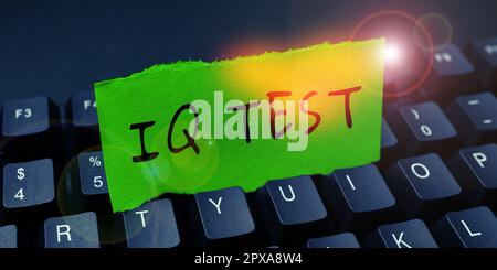 Sign displaying Iq Test, Business approach attempt to measure your ...