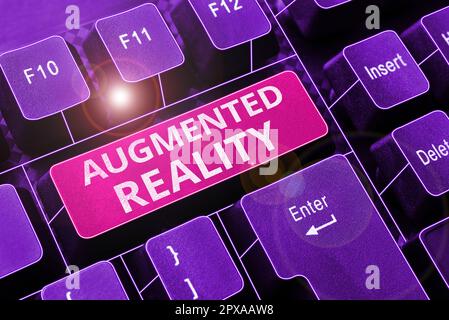 Conceptual caption Augmented Reality. Business showcase technology that ...