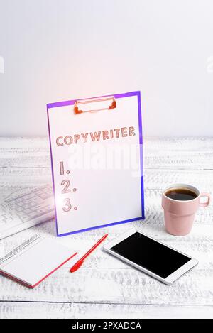 Text sign showing Copywriter, Concept meaning writing the text of ...