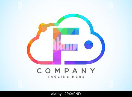 English alphabet with the cloud. Cloud computing service logo. Cloud ...