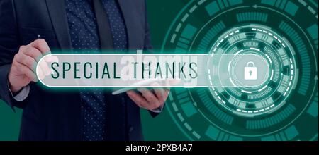 Conceptual caption Special Thanks. Concept meaning expression of ...