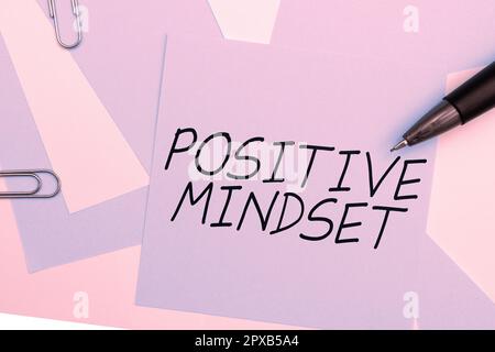 Hand writing sign Positive Mindset. Business showcase mental and ...