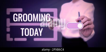 Handwriting text Grooming. Word Written on hygienic care and enhancing ...