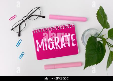 Conceptual caption Migrate, Concept meaning to move or travel from one ...