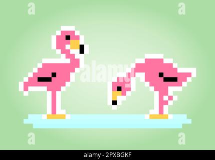 8-bit pixel flamingo. Birds on vector illustrations Stock Vector Image ...