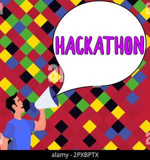 Text showing inspiration Hackathon, Business idea event where large ...