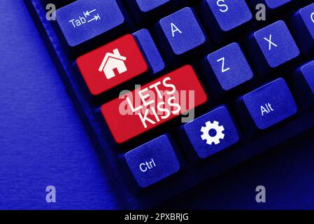 Conceptual display Lets Kiss, Business idea Sign of love expressing ...