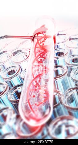 DNA double helix inside test tube. 3D illustration Stock Photo - Alamy