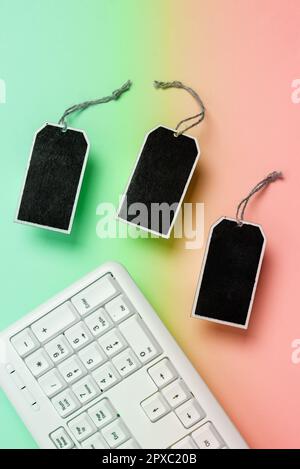 Colored paper with important message lying desk near keyboard Stock ...