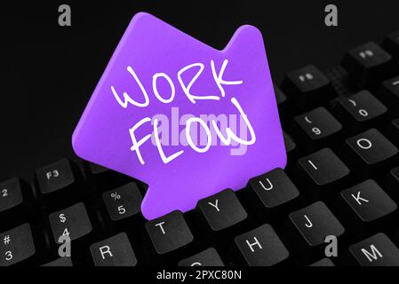 Sign displaying Work Flow. Word Written on Continuity of a certain task ...
