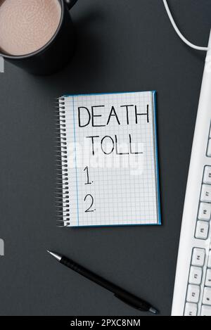 Text sign showing Deaths. Business idea permanent cessation of all ...