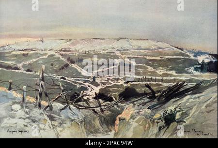 World War 1: Battle of Verdun. French mortar firing an eleven hundred ...