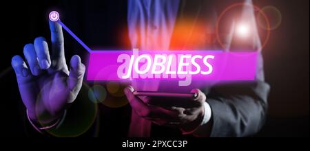 Sign displaying Jobless, Business approach unemployed person looking ...