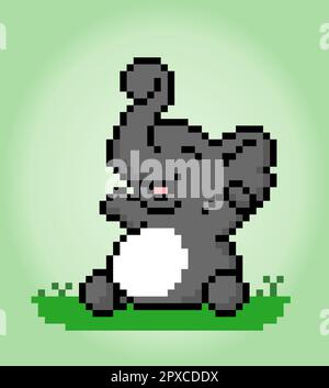 Pixel 8 bit elephant. Animal in vector illustration Stock Vector Image ...