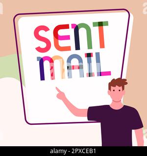 Sign displaying Sent Mail, Internet Concept Event where a letter to be ...