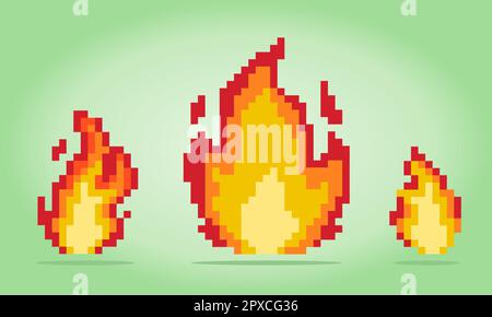 8-bit pixel a fire for GUI image. Asset game on vector illustration ...