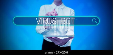 Writing displaying text Virus Bot. Word for malicious self-propagating ...