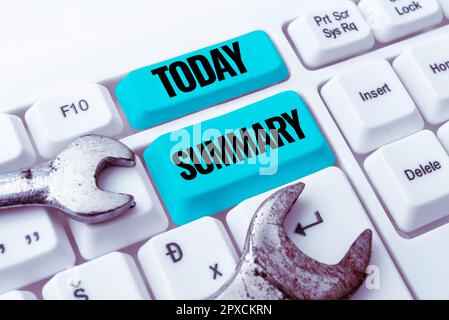 Sign displaying Summary. Business approach Brief Statement Abstract ...