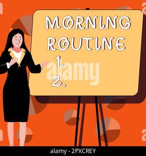 Inspiration showing sign Morning Routine, Business overview initiation ...