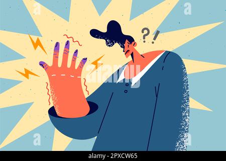 Unhealthy man with tremor in hands suffer from neurological problems ...